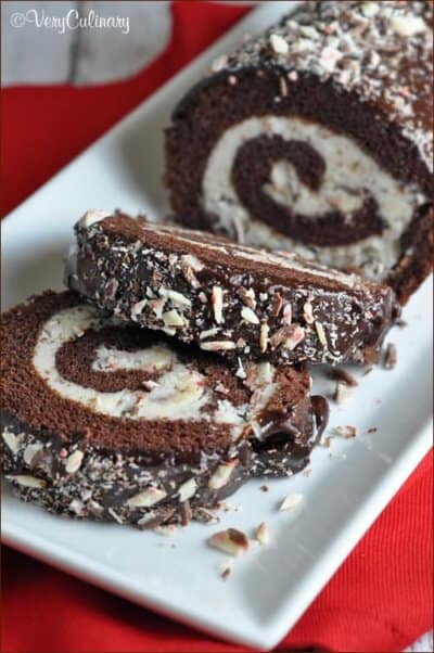 Chocolate Peppermint Roll Cake