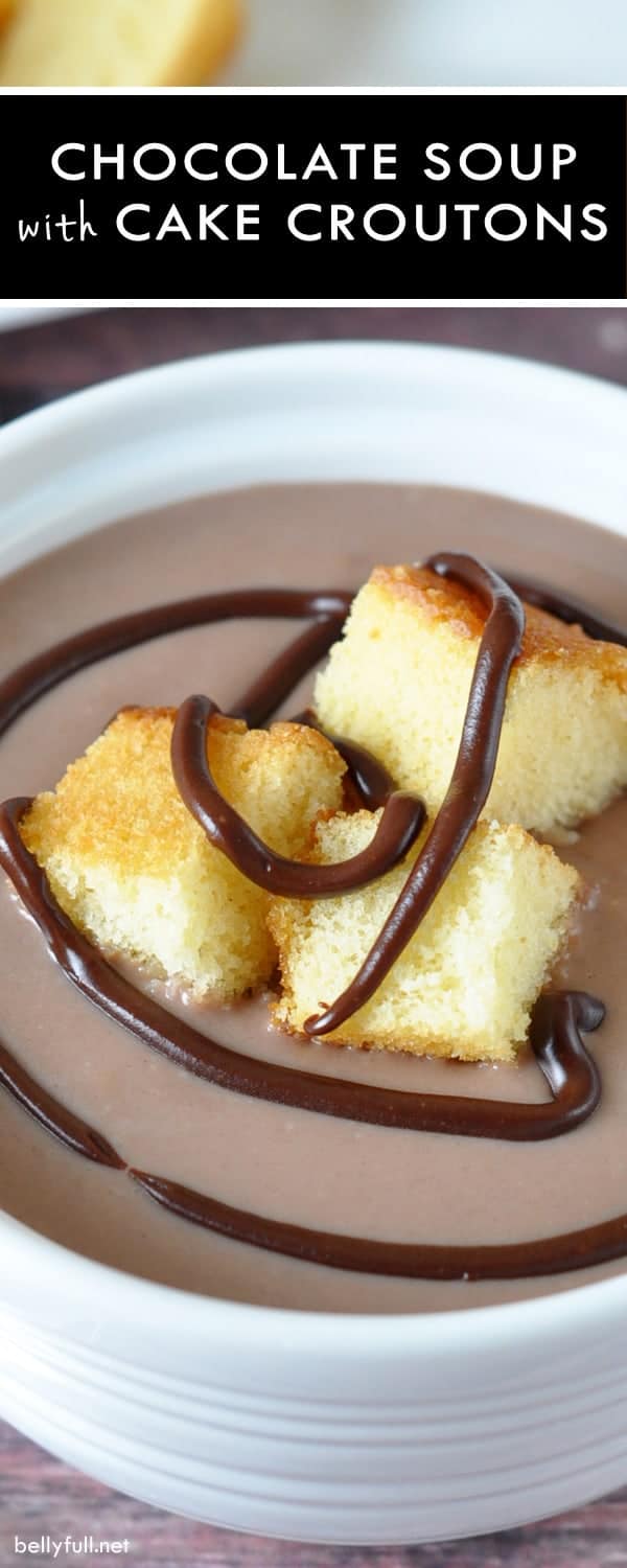Milk Chocolate Soup with Cake Croutons