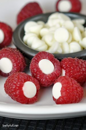 Raspberry Rockets (Chocolate Stuffed Raspberries)