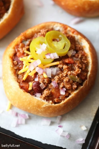Mini Bread Bowl Chili - Belly Full