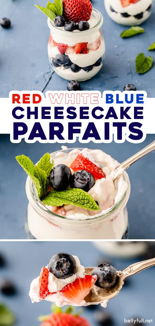 Red, White, and Blue Cheesecake Mousse Parfaits - Belly Full