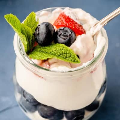 Red, White, and Blue Cheesecake Mousse Parfaits - Belly Full