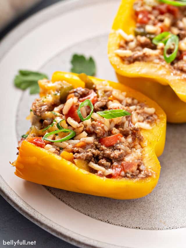 Stuffed Bell Peppers {easy recipe!} - Belly Full