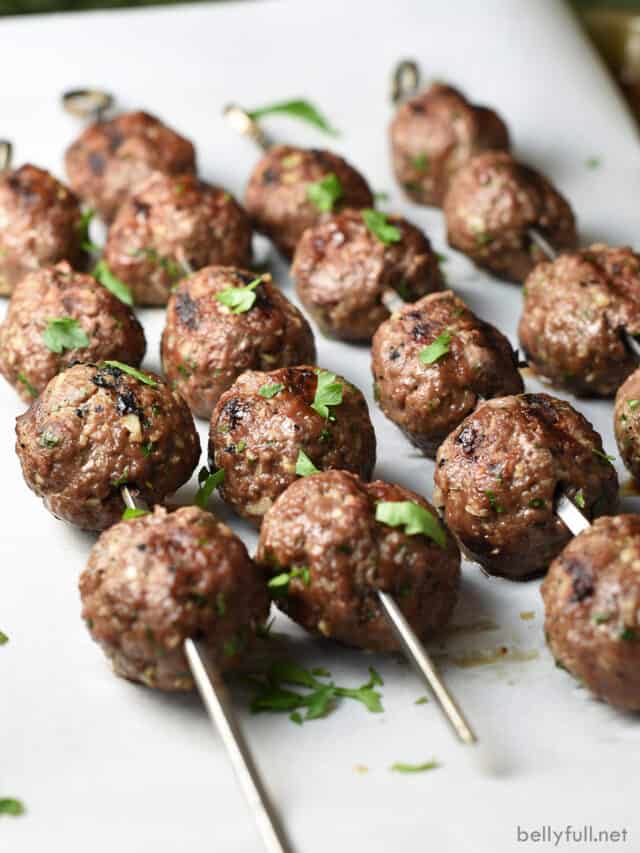 Beef Kofta Meatballs with Tzatziki {Kofta Kebabs} - Belly Full