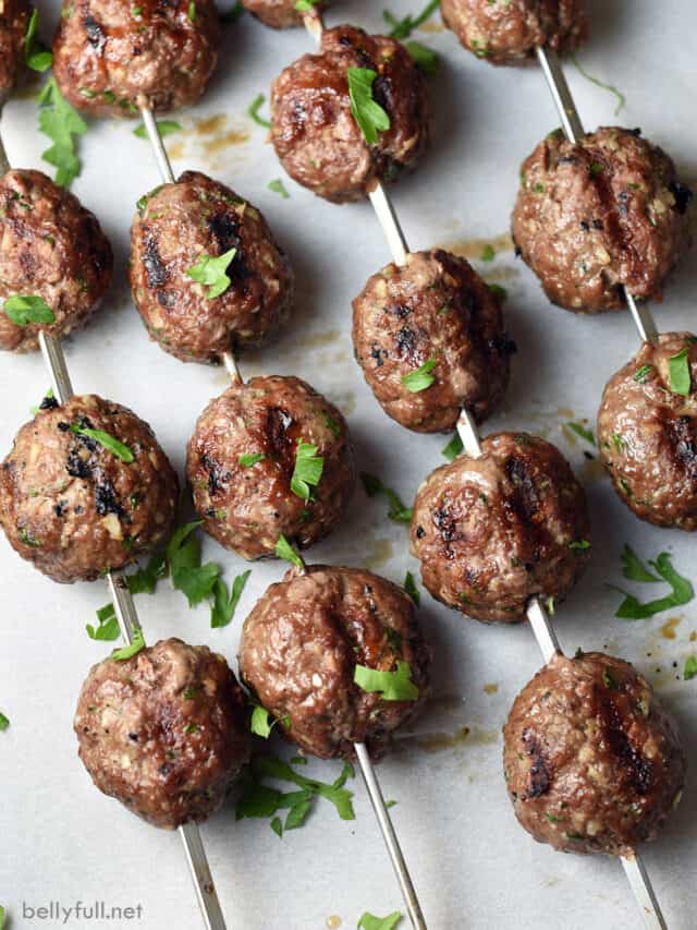 Beef Kofta Meatballs with Tzatziki {Kofta Kebabs} - Belly Full