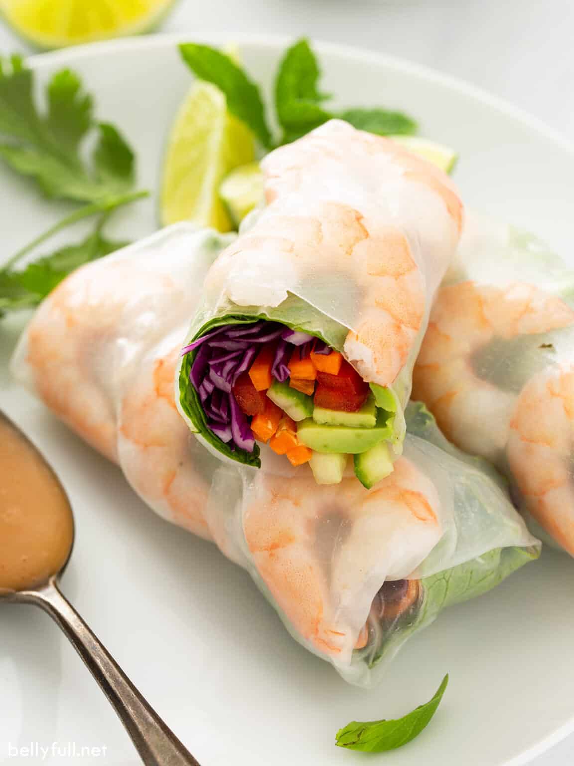 Fresh Spring Rolls {with Peanut Sauce} - Belly Full