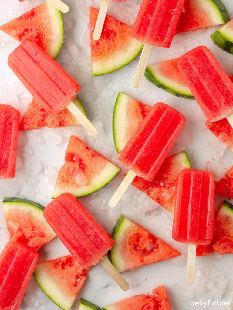 Watermelon Popsicles Recipe {kid friendly or boozy} - Belly Full