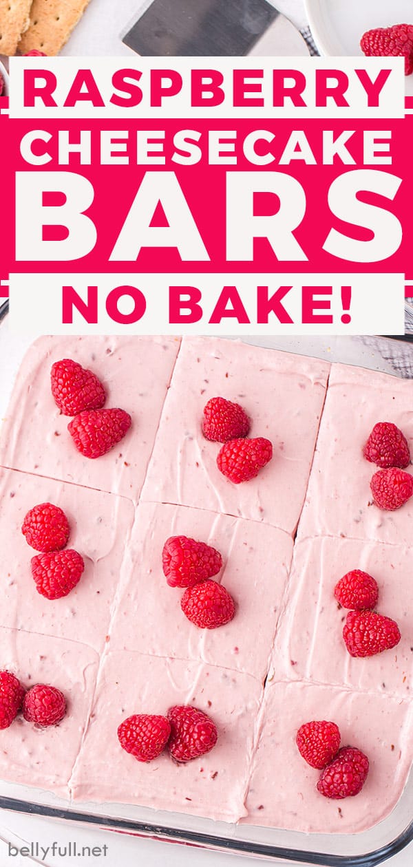 Raspberry Cheesecake Bars {easy and no bake!} - Belly Full
