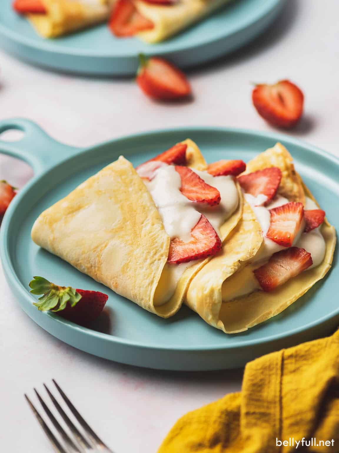 Strawberry Crepes {with luscious cream filling} - Belly Full