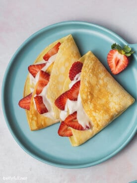 Strawberry Crepes {with luscious cream filling} - Belly Full