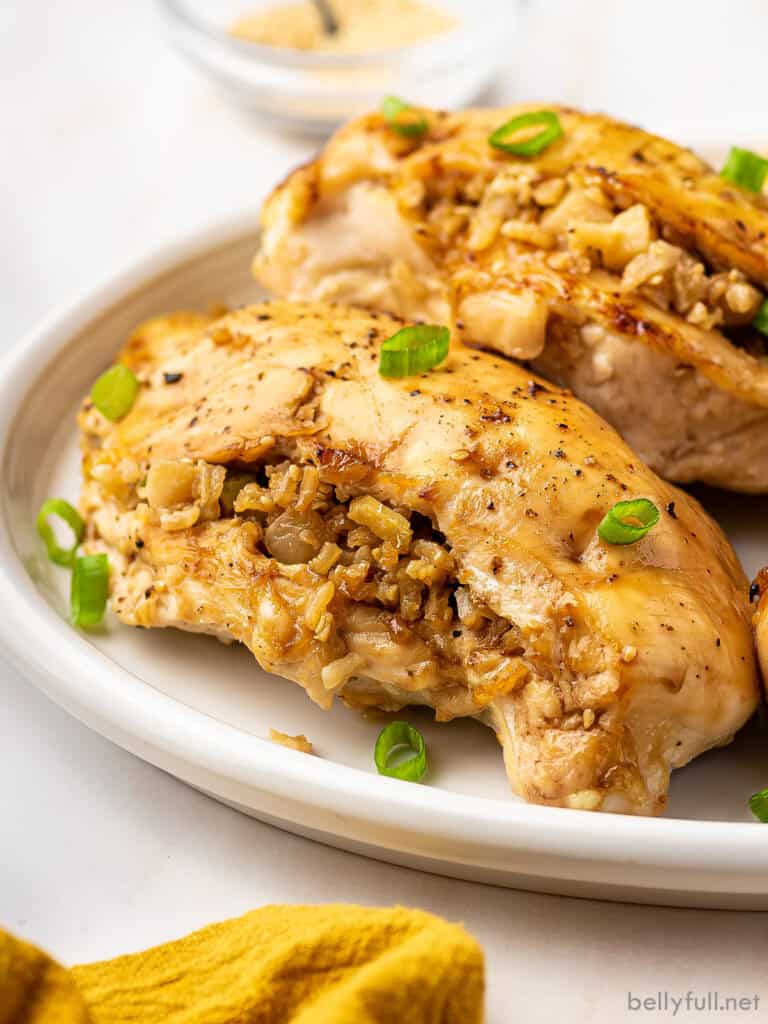 Asian Rice Stuffed Chicken Breast Recipe - Belly Full