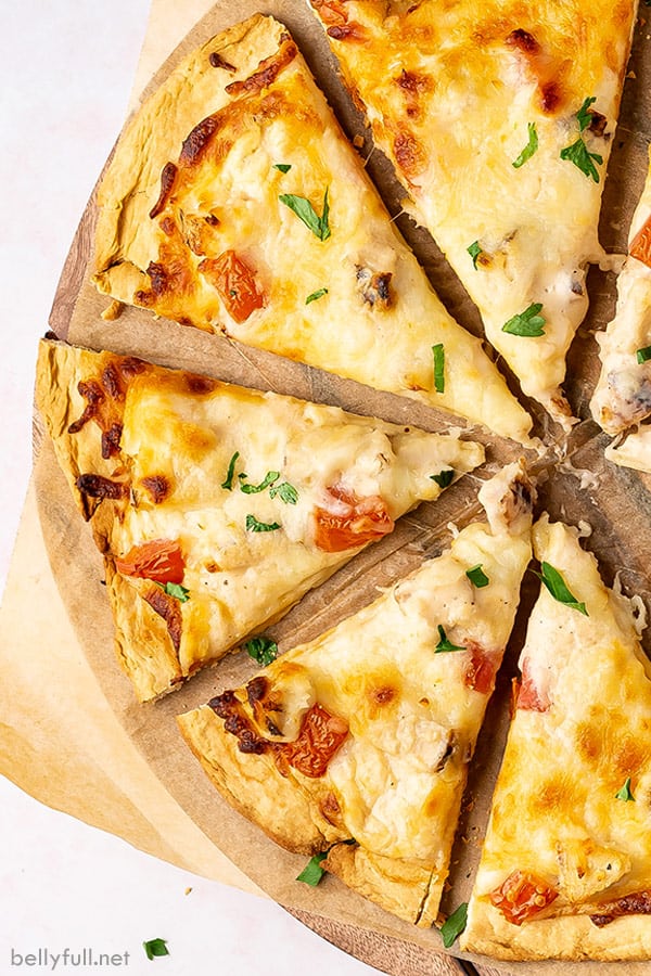 Chicken Alfredo Pizza Recipe - Belly Full