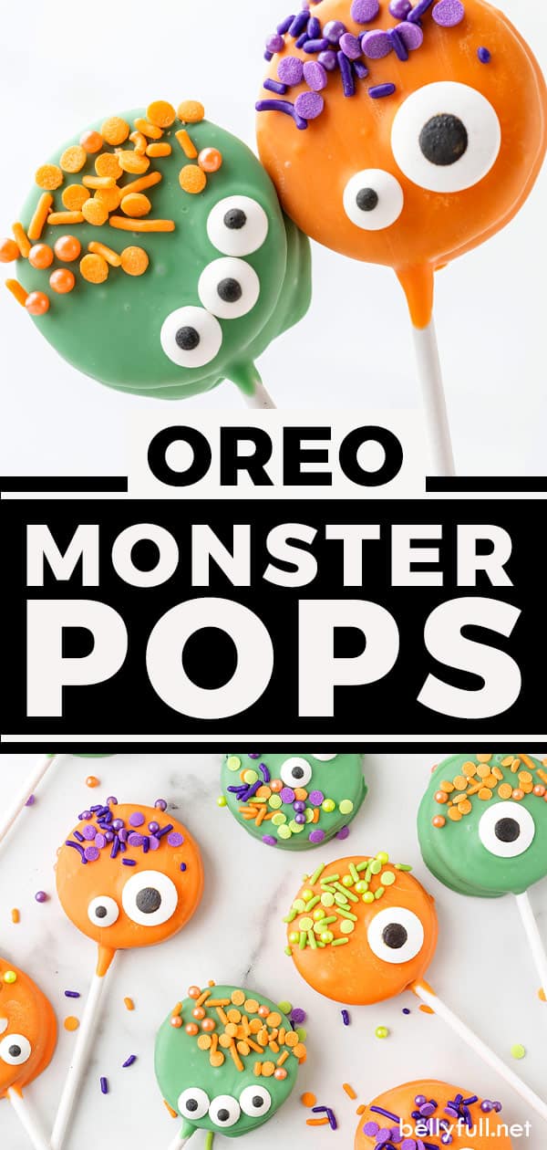 Monster Pops {Halloween Chocolate Covered Oreos} - Belly Full