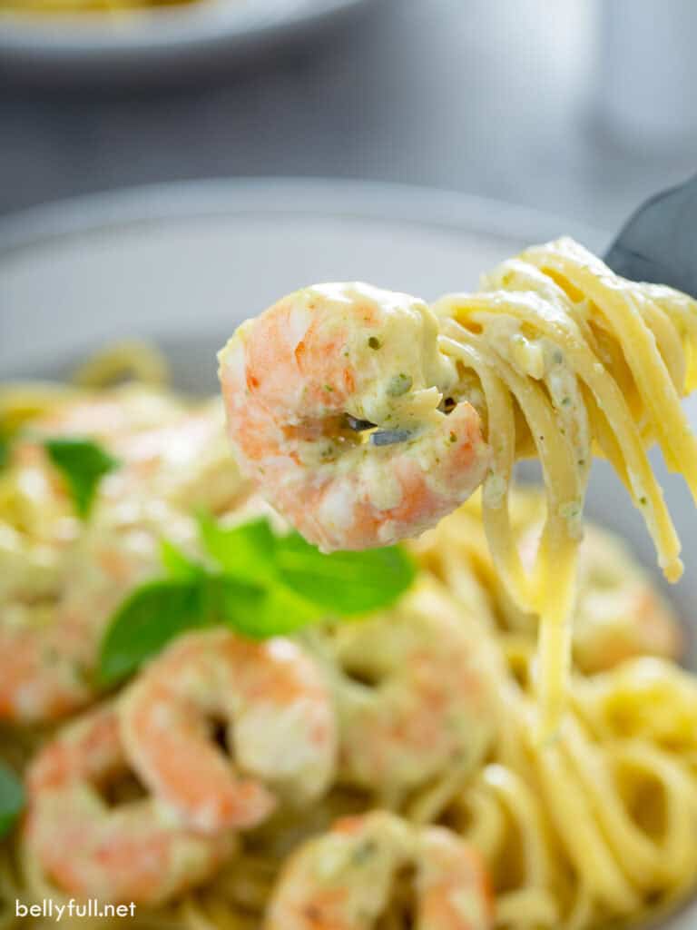 Shrimp Pesto Pasta {20 minute meal!} - Belly Full