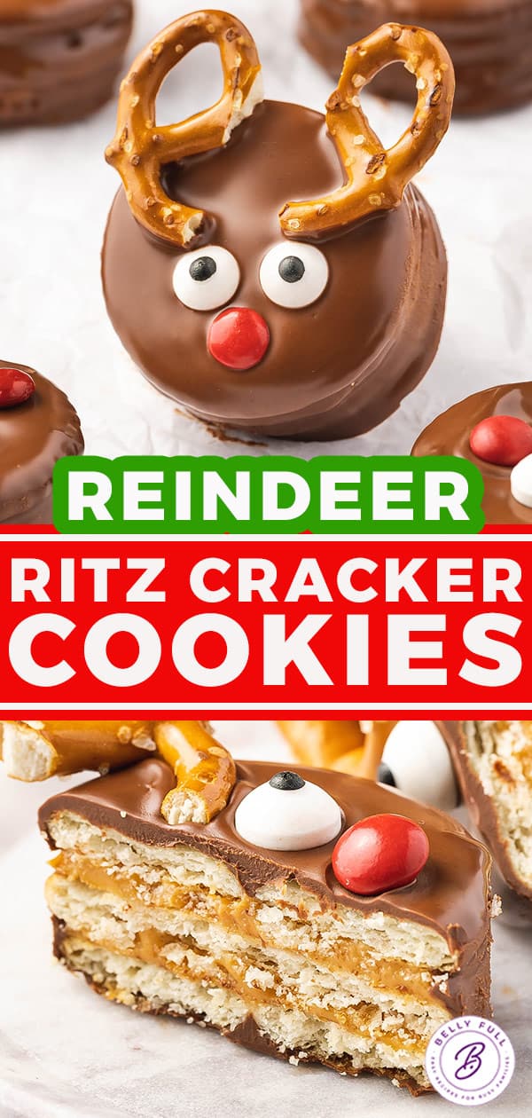 Christmas Reindeer Ritz Cracker Cookies - Belly Full