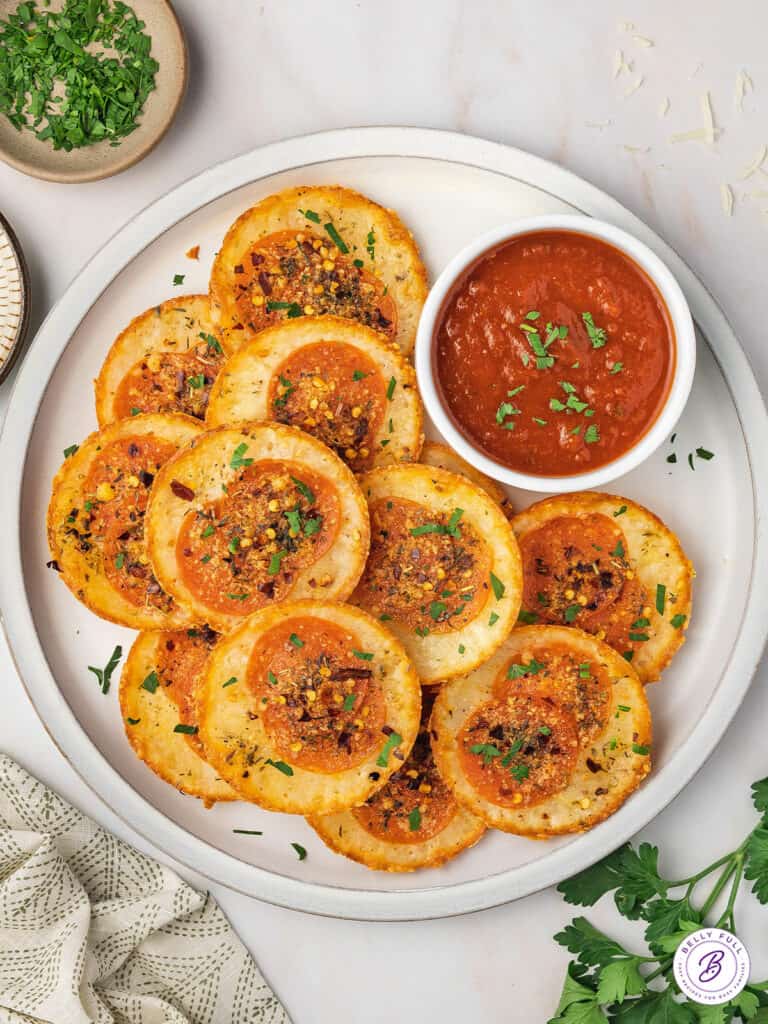 Low Carb Mozzarella Pizza Chips - Belly Full