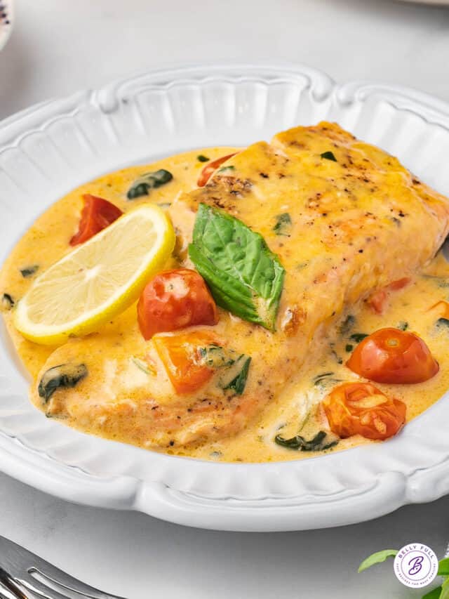 Tuscan Butter Salmon {quick, easy, incredible} - Belly Full