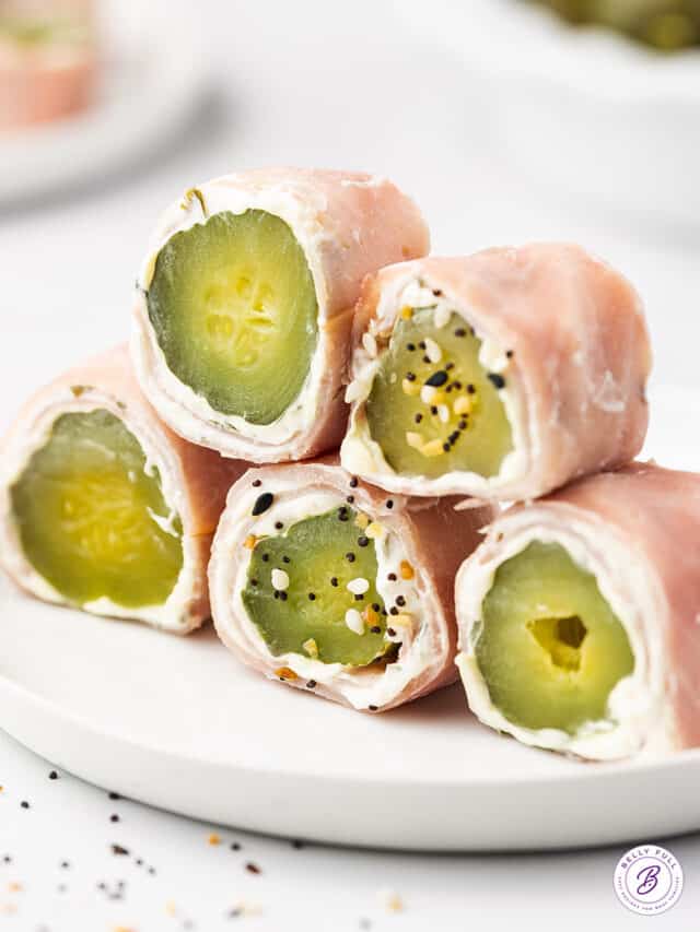 Ham and Pickle Roll Ups (Low Carb) - Belly Full