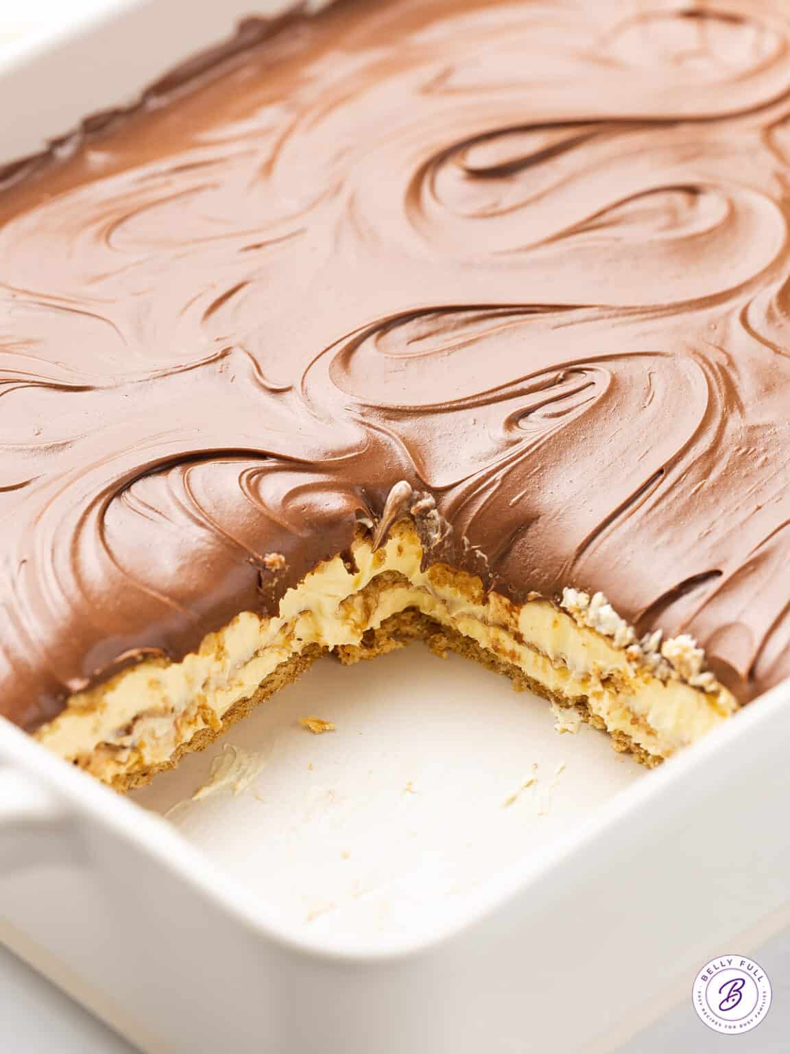 Chocolate Eclair Cake (No Bake, 5 Ingredients) - Belly Full