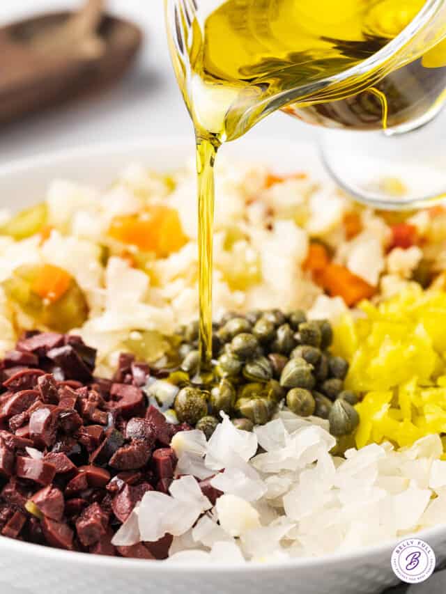 Olive Salad Recipe {Muffuletta Olive Salad} - Belly Full