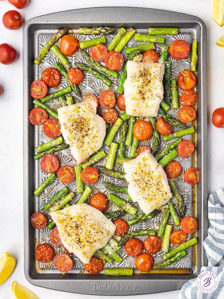 Baked Cod Sheet Pan Dinner - Belly Full