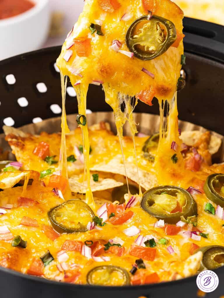 Air Fryer Nachos {quick, easy, customizable} - Belly Full