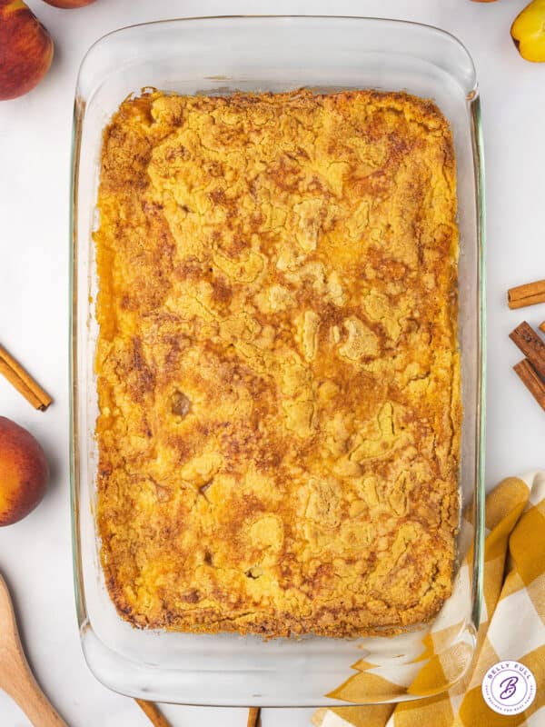 Peach Dump Cake Recipe {5 ingredients} - Belly Full