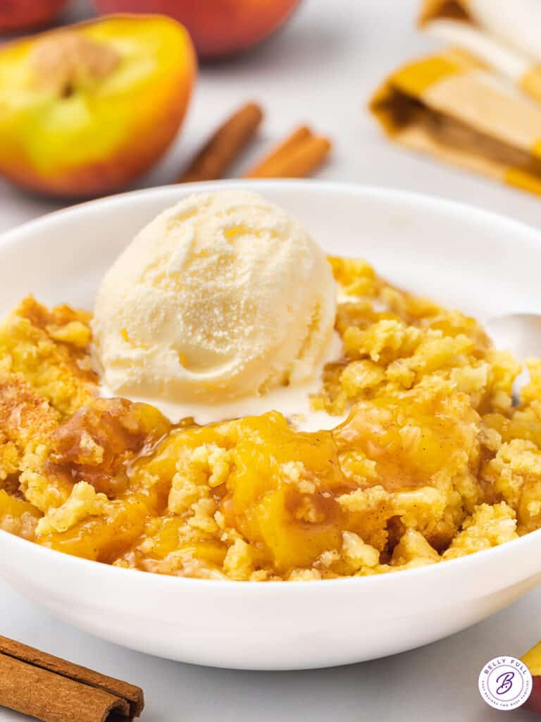 Peach Dump Cake Recipe {5 ingredients} - Belly Full