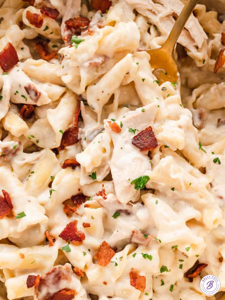 Chicken Bacon Ranch Pasta Recipe {One Pot} - Belly Full