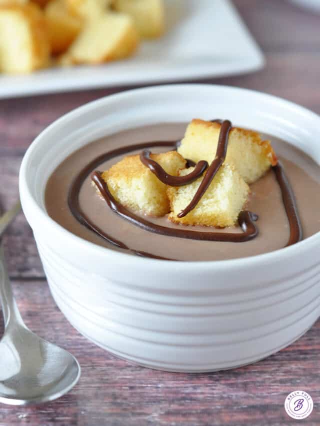 Milk Chocolate Soup with Cake Croutons - Belly Full