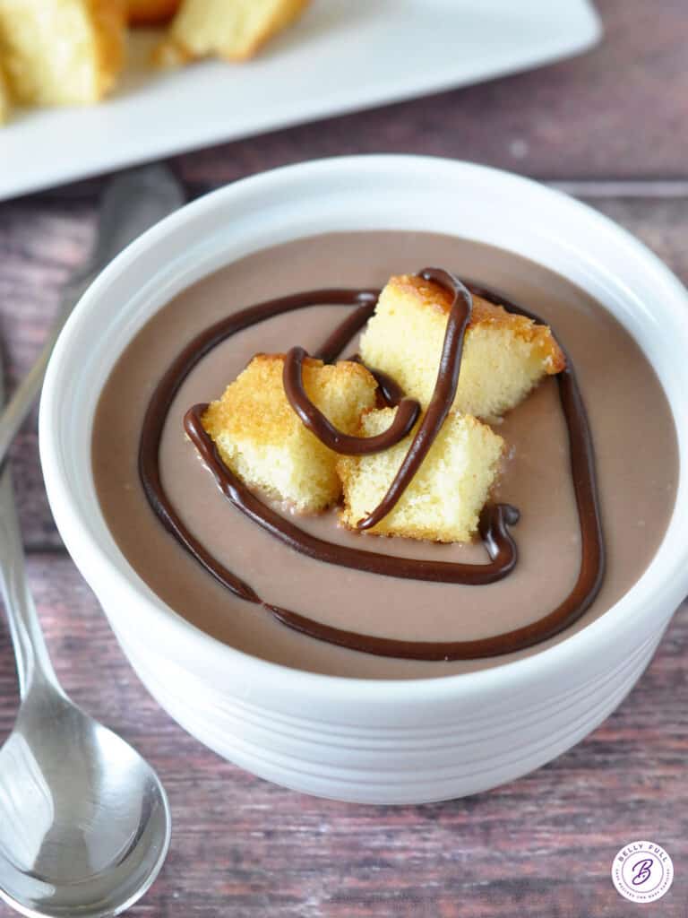 Milk Chocolate Soup with Cake Croutons - Belly Full