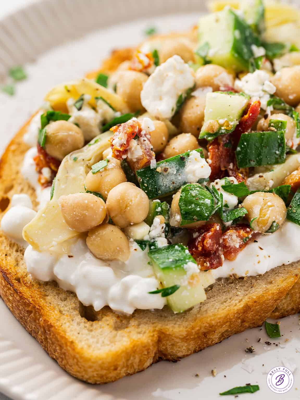 Chickpea Salad and Cottage Cheese Toast l Belly Full