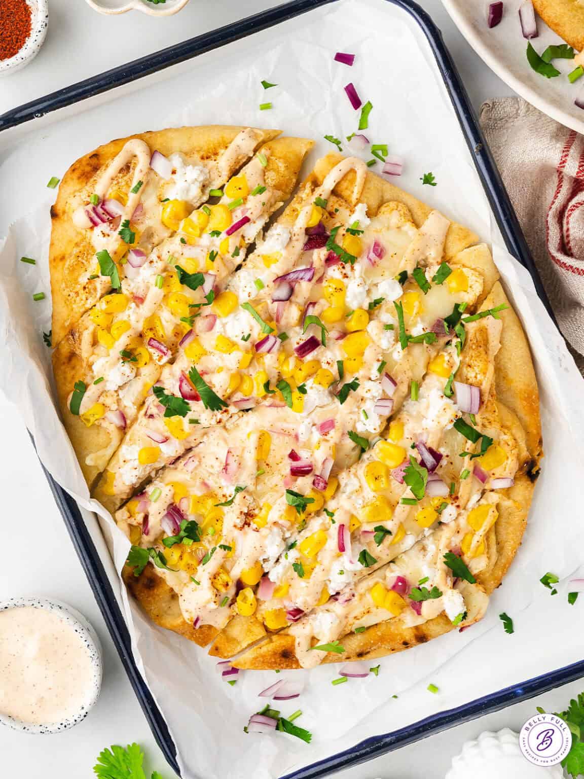 Mexican Street Corn Flatbread l Belly Full