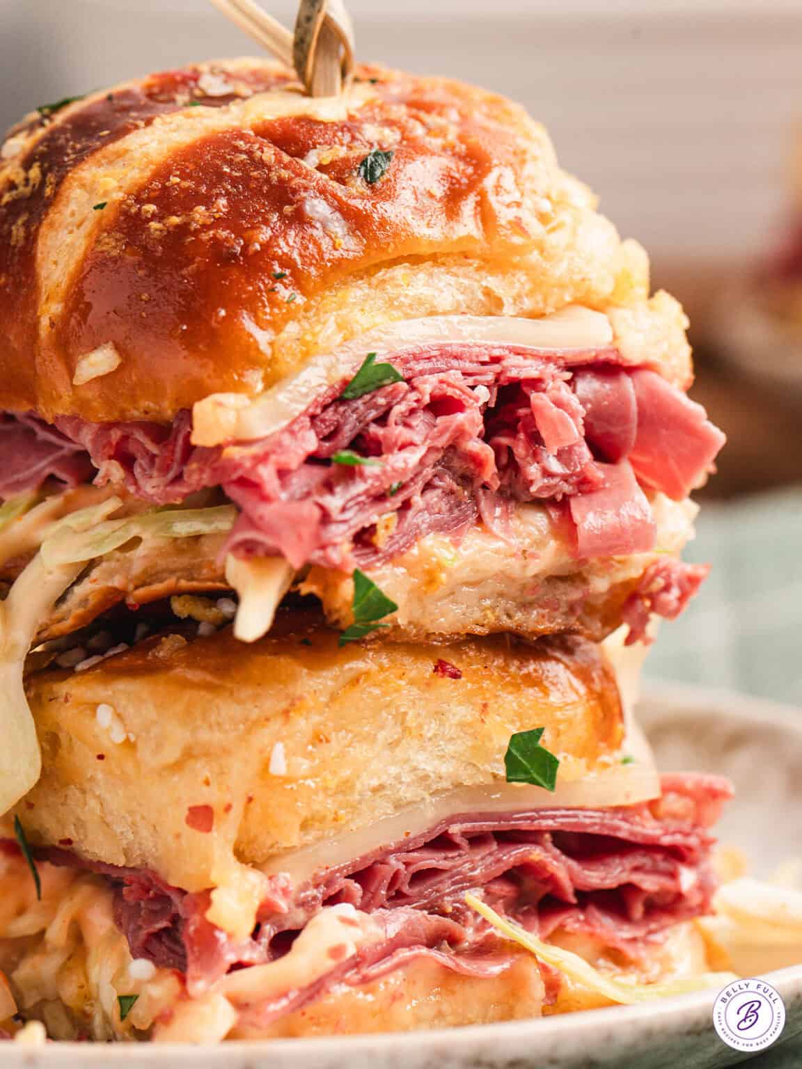 Reuben Pretzel Sliders | Belly Full